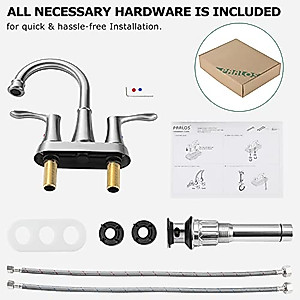 PARLOS Swivel Spout 2-Handle Lavatory Faucet Brushed Nickel Bathroom Sink Faucet with Metal Pop-up Drain and Faucet Supply Lines, Demeter 13627