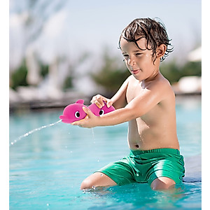 DolliBu Dolphin Bath Buddy Squirter - Floating Pink Dolphin Rubber Bath Toy, Fun Water Squirting Bathtime Play for Toddlers, Cute Sea Life Animal Toy for The Bathtub, Beach, & Pool for Girls & Boys