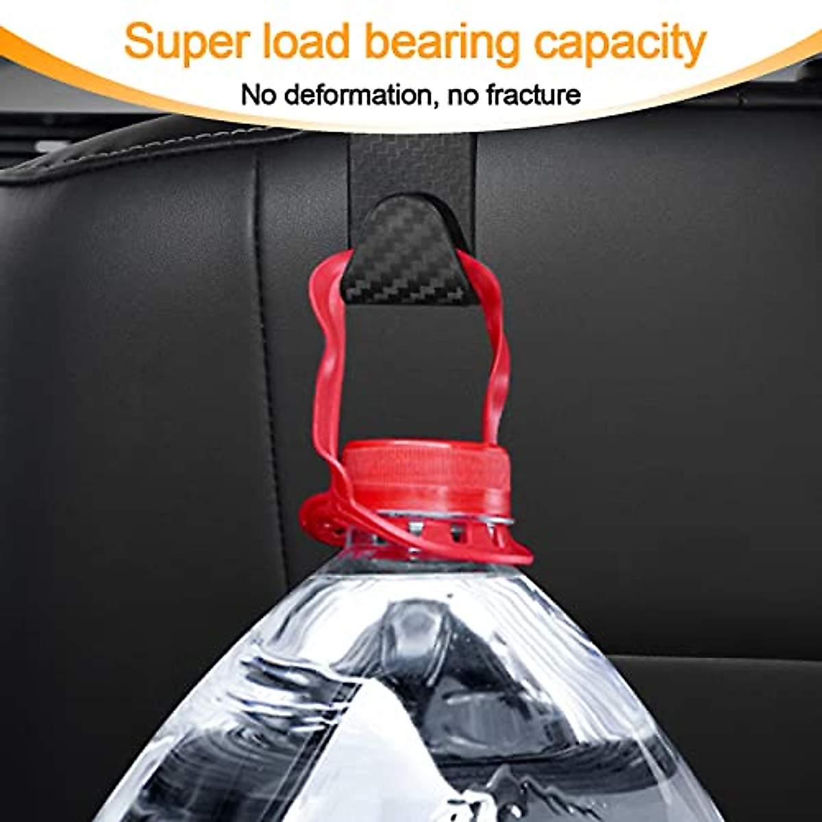 QODOLSI 4 PCS Car Seat Headrest Hooks, Hidden Powerful Chair Back Hook, Car Storage Headrest Hook Car Interior Accessories, Universal for Purse Groceries Bag Handbag (Carbon Fiber Black)