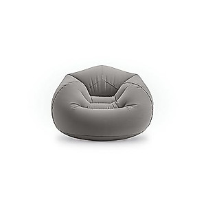 INTEX 68579EP Beanless Bag Inflatable Lounge Chair: Corduroy Textured Flocking – Durable Vinyl – Folds Compactly – 220lb Weight Capacity – 45" x 45" x 28",Grey