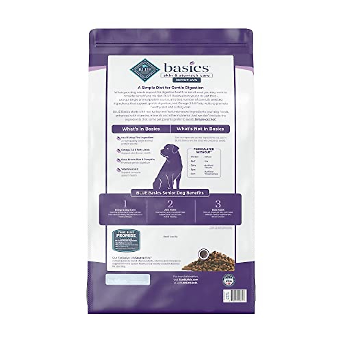 Blue Buffalo Basics Skin & Stomach Care, Natural Senior Dry Dog Food, Turkey & Potato 24-lb