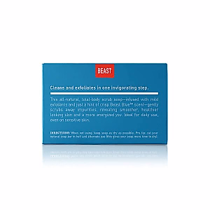 Beast Light Scrub Bar Soap, Naturally Exfoliating Scrubbing Soap, Beast Blue Scent Smells Amazing, 5oz