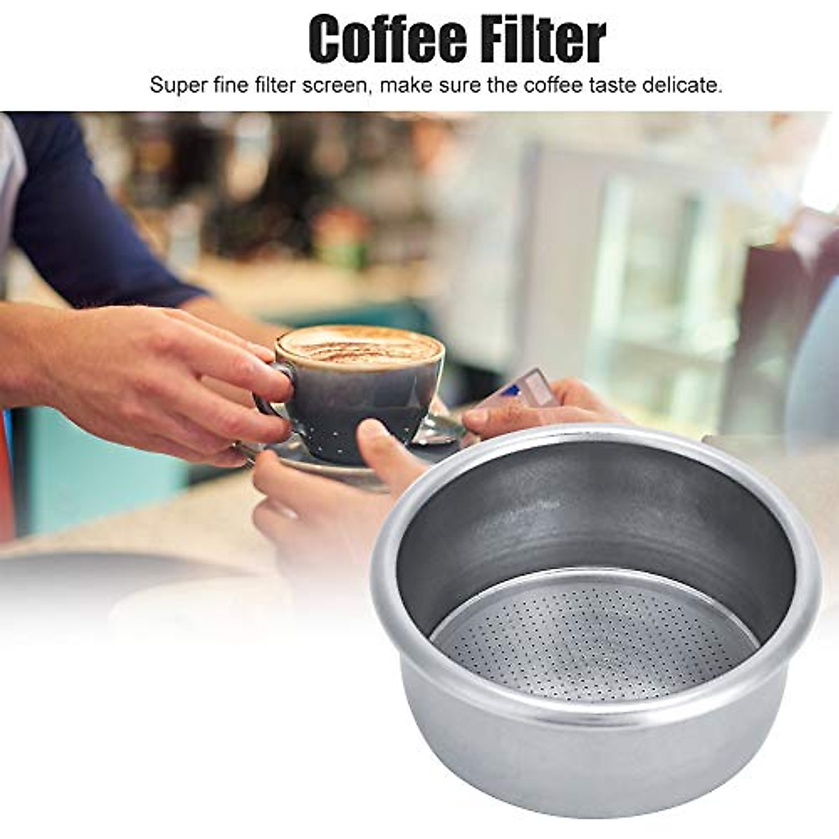 54mm Coffee Stainless Filter Basket, Two Cup-Single Wall, Non-pressure Filter Accessories Compatible with Portafilter Coffee Machine Accessory