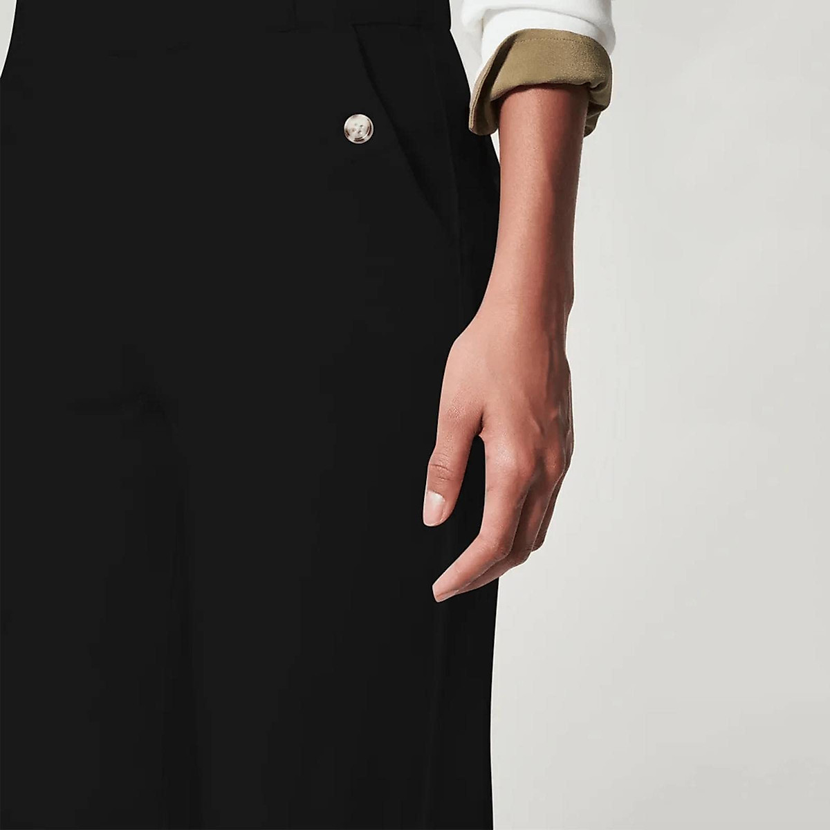 Women High Waist Casual Wide Leg Long Linen Palazzo Pants Trousers Stretch Twill Cropped Plus Size Pants (Black, XL)