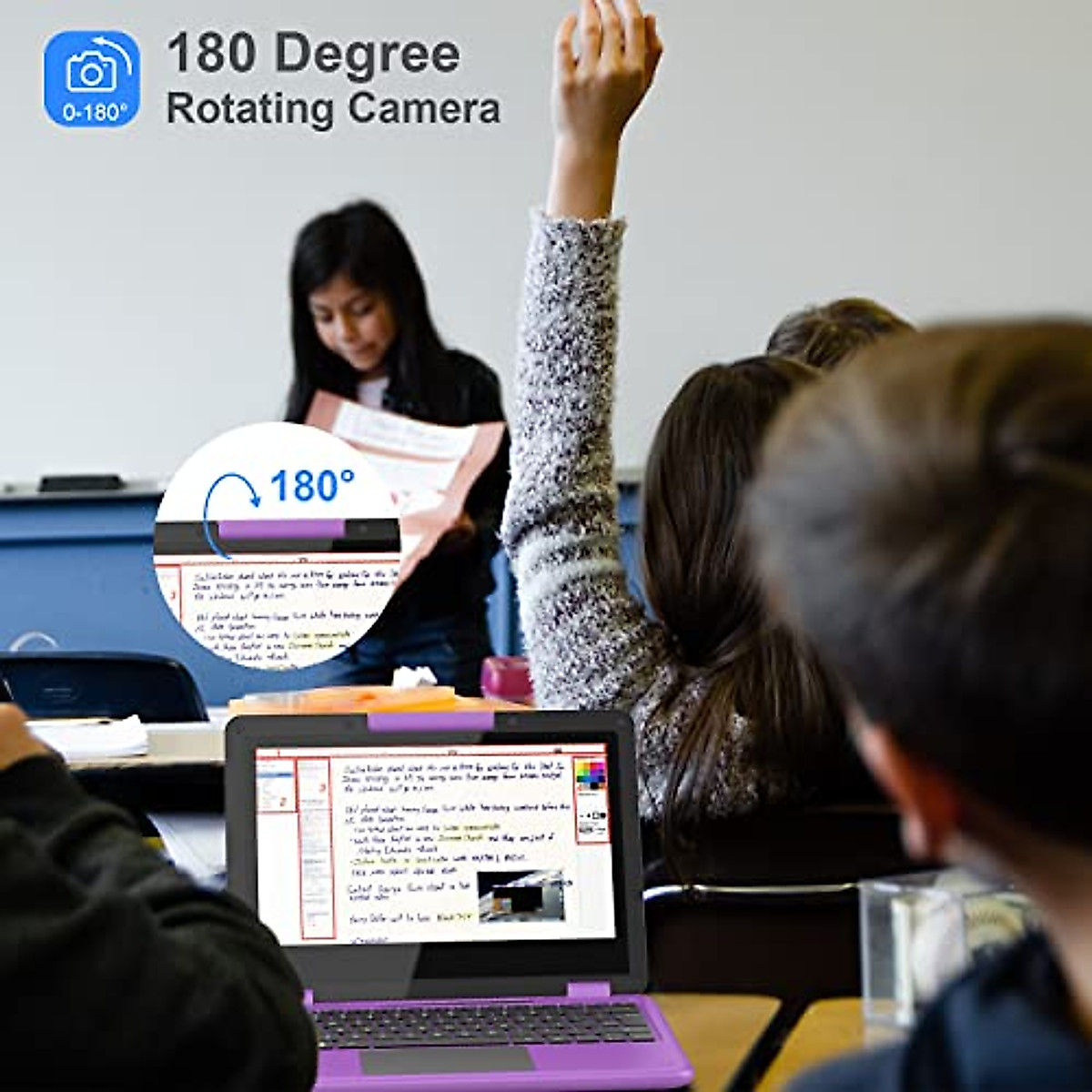 AWOW Touchscreen Laptop with Stylus, 2 in 1 11.6" FHD Purple Intel 4 Core Celeron N4120 Processor Windows 11 OS 6GB RAM 256GB M.2 SSD Storage Kids Convertible Laptop