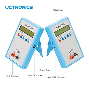 UCTRONICS High Precision Handheld LC Inductor Capacitor Tester, Inductive Capacitance Meter Kit, 1pF-100mF, 1uH-100H