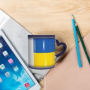 BBEXJIGY Flag of Ukraine Print Thermal Reactive Coffee Mug Ceramic Cups That Change Color with Heat