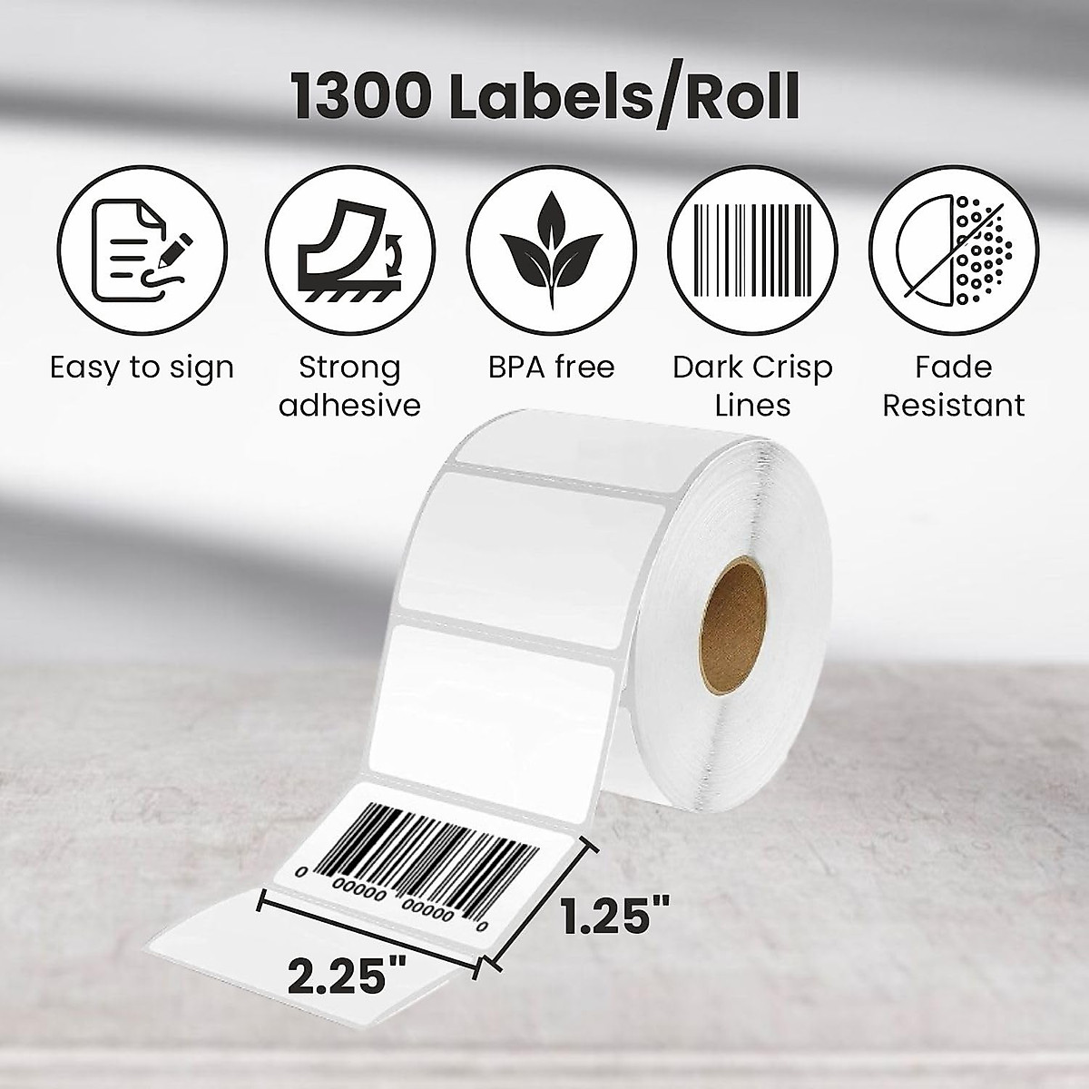 CEPRICO - Direct Thermal Labels 2.25 x 1.25 | 1000 Labels per Roll |10 Rolls | Perforated Barcode Address Labels | Compatible with Zebra & Rollo & MUNBYN Desktop Printers | Excellent for Amazon FBA