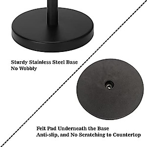 Sfemn Paper Towel Holder Countertop, Weighted Base for One-Handed Tear, Free Standing Paper Towel Holder Stand, Stainless Steel Paper Towel Dispenser for Kitchen Countertop (Black Matte)