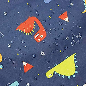 Hi Sprout Infant Toddler Baby Waterproof Sleeved Bib, Bib with Sleeves&Pocket, 6-24 Months (Dinosaurs)