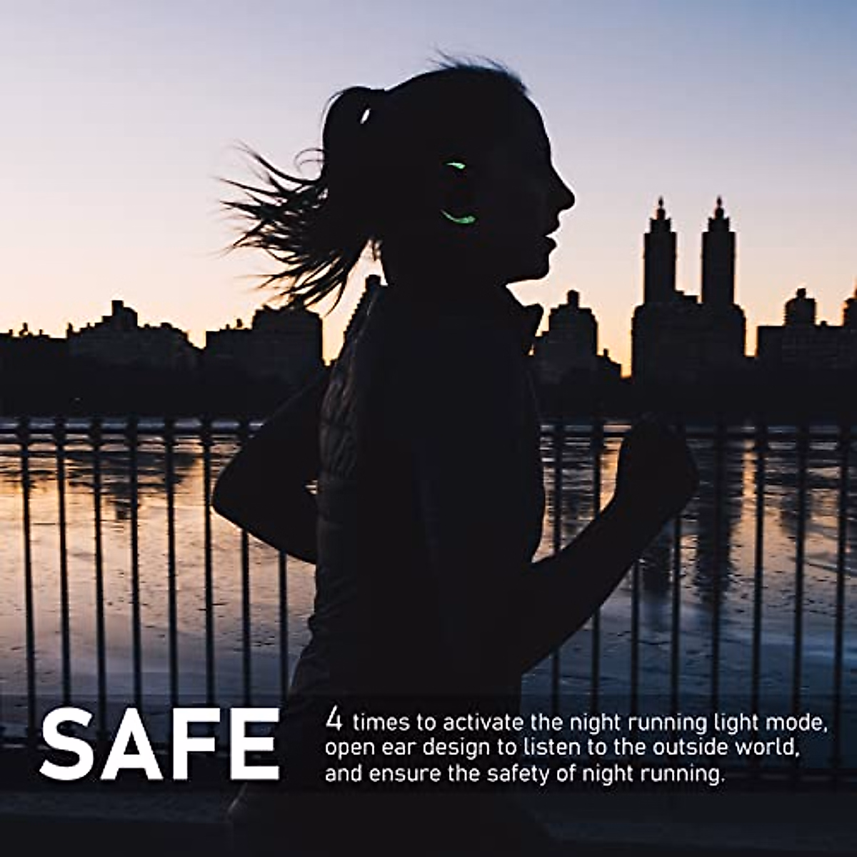 Mosonnytee Bluetooth Headphones Open Ear Headphones Wireless Earphones Workout Running Headphones with Microphones IPX5 Waterproof Headphones with Light earhooks for Running 13-Hours Usage