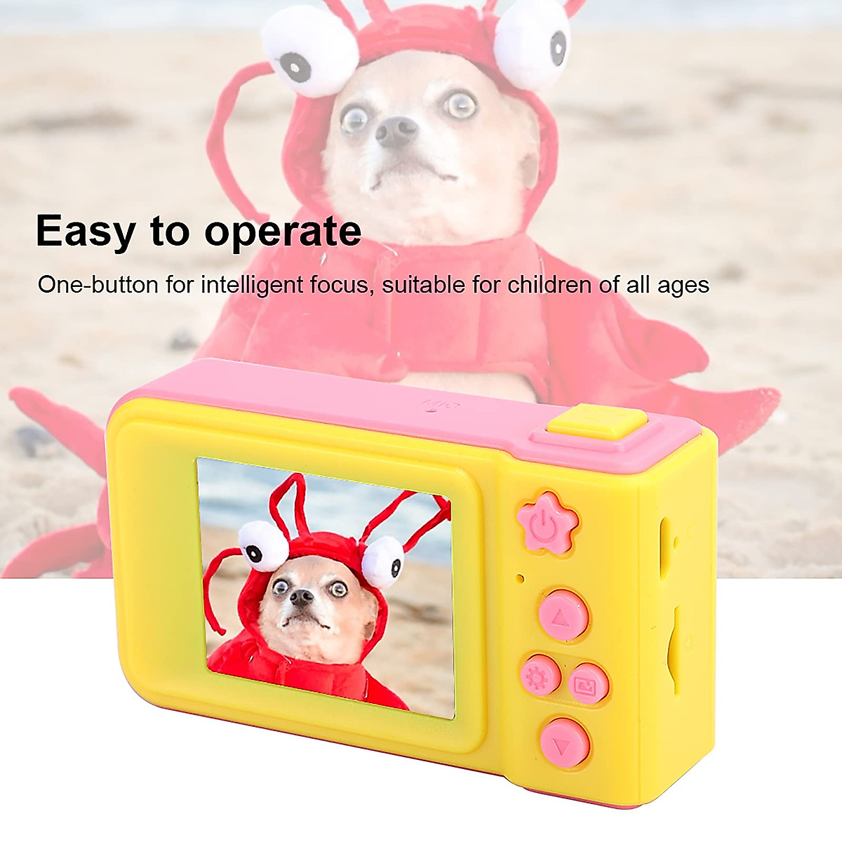 Camera Toy, Sports Camera, Intelligent Focus Camera, Digital Camera, for Children of All Ages, (Pink (no Memory Card))