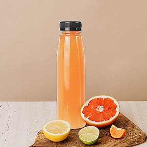 BPFY 30 Pack 10oz Empty Plastic Juice Bottles with Caps Reusable Clear Beverage Containers with Black Tamper Evident Lids, Funnel, Plastic Smoothie Bottles for Juice, Milk, Water, Coffee