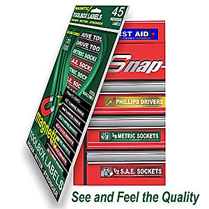 Ultimate Magnetic Tool Box Organizer Labels (Green edition) organize boxes, drawers & cabinets “Quick & Easy”, fits all brands of ‘Steel’ tool chest Craftsman, Snap-on, Mac, Matco & Cornwell …