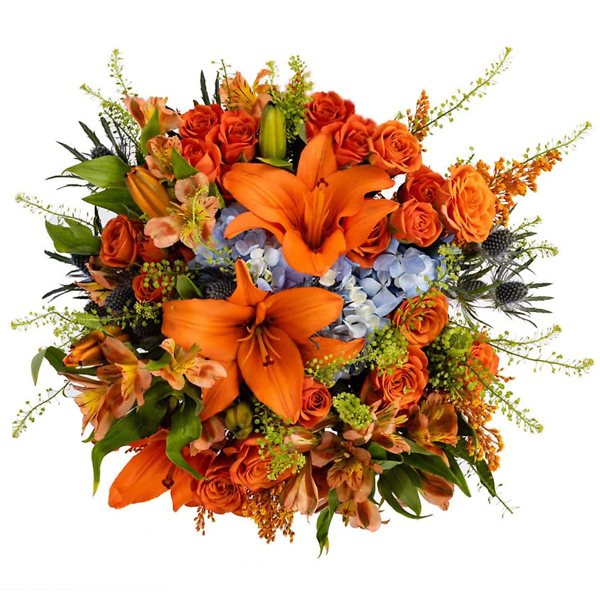 Pumpkin Spice | Orange, Green Fresh Flower Arrangement with Vase | Arabella Bouquets | Flowers for Delivery, Anniversary, Congratulations, Thanksgiving