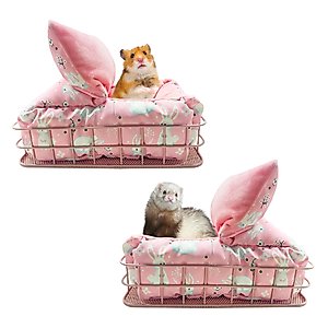2 Pack Guinea Pig Rat Hammock Metal Year-Round Use，Small Animal Hanging Hammock for Cage Chew Proof，Mini Pet Covered Nest Hammock and Metal Basket for Rat, Mouse, Chinchilla, Ferret