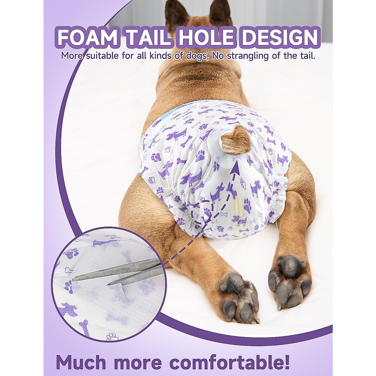 MICOOYO Disposable Dog Diapers Female, Doggie Diapers for Dogs Female, Super Absorbent Pet Diapers Foam Tail Hole Female Dog Diapers for Heat, Comfortable Puppy Diapers (Small Plus, 50Count)