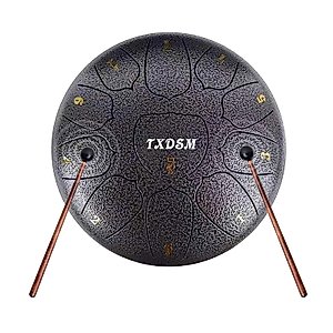 EGMI Tongue Drum 10 Inch 11 Note Percussion Instrument Tank Drum with Mallets Mallet Bracket Cleaning Cloth Finger Picks Music Book Sticker Notes Travel Bag, Portable for Concert Yoga (Silver)