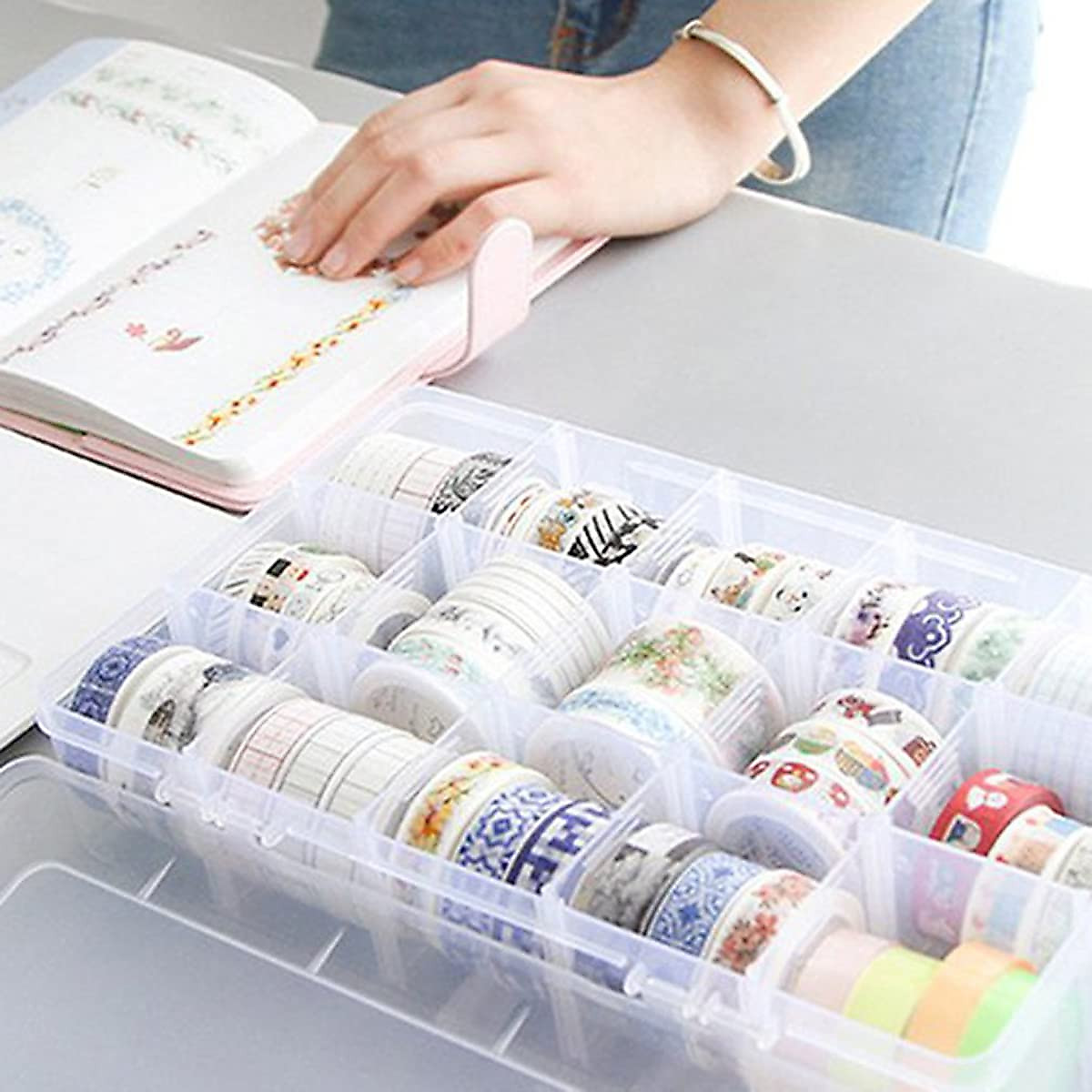 15 Grids Plastic Compartment Container, Clear Storage Organizer Box Case with Adjustable Divider Removable Grid for Art DIY Crafts Jewelry Beads Fishing Hook