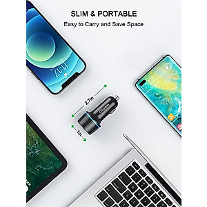 USB C Car Charger,QGeeM 42.5W Car Charger Adapter with Power Delivery & Quick Charge 3.0 USB Car Charger 2 Port Fast Charging Compatible for iPhone13/12/11 Pro/Max/XR/XS,iPad Pro/Air,Galaxy S21/10/9