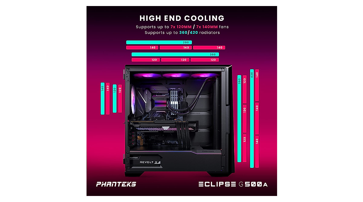 Phanteks Eclipse G500A Case - High Airflow & D-RGB