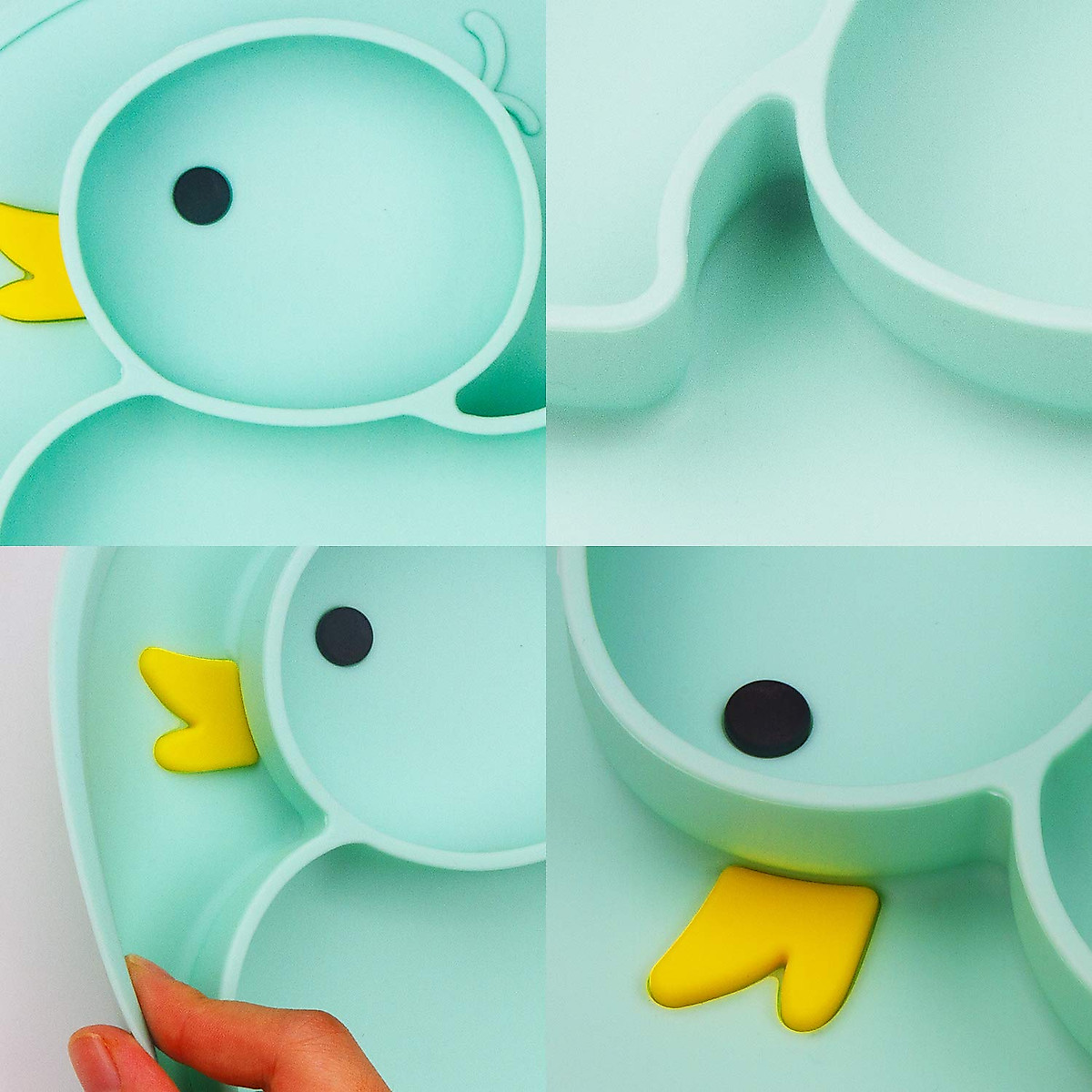 Qshare Toddler Plate, Portable Baby Plates for Toddlers and Kids, BPA-Free Strong Suction Plates for Toddlers, Dishwasher & Microwave Safe Silicone Placemat 9x6x1.4 inch