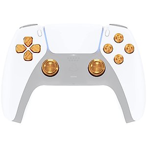 eXtremeRate Gold Metal Thumbsticks Dpad ABXY Buttons for PS5 Controller, Custom Replacement Aluminum Analog Thumbsticks & Action Buttons & Direction Keys for PS5 Controller - Controller NOT Included