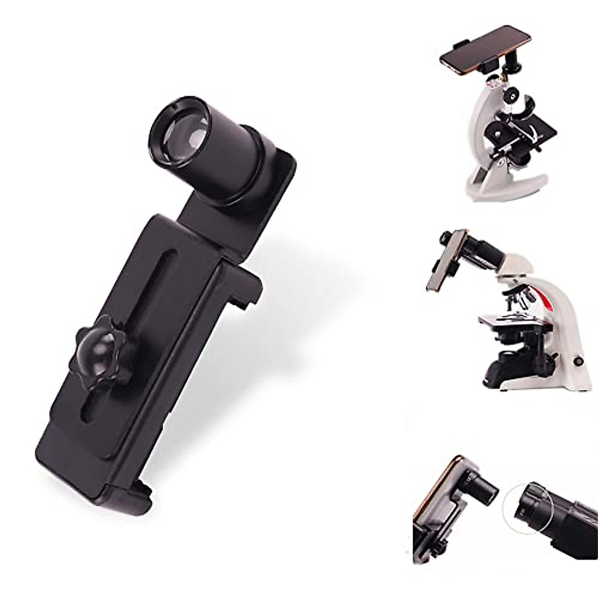12.5X Microscope Eyepiece Metal Mobile Phone Holder to Connect Mobile Phone to Microscope Eyepiece Tube 23.2mm for Camera and Video