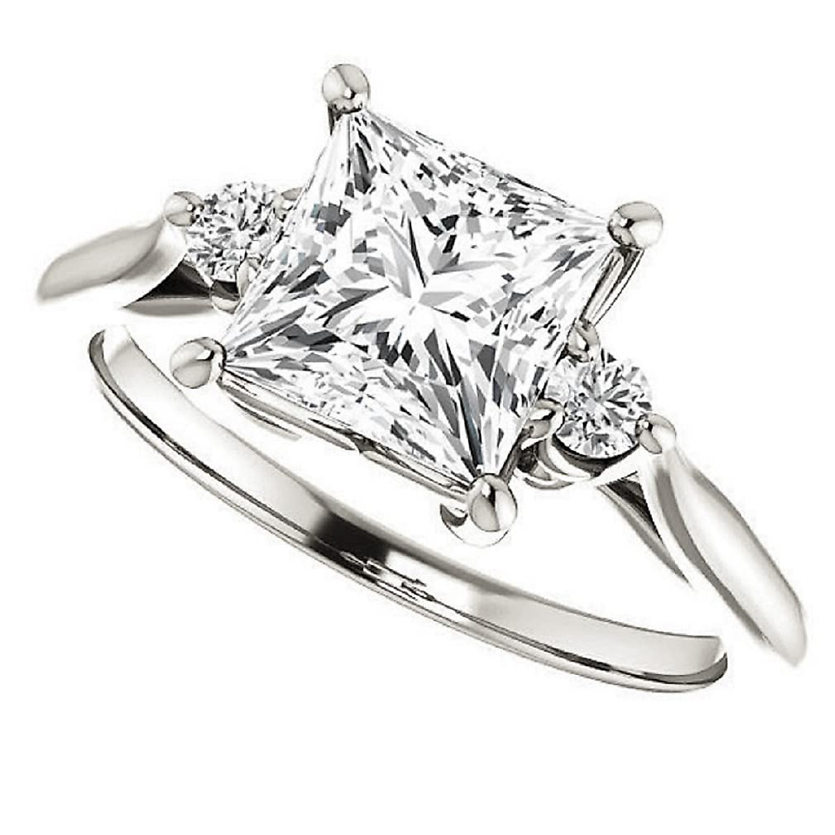 10K Solid White Gold Handmade Engagement Rings 1.0 CT Princess Cut Moissanite Diamond Solitaire Wedding/Bridal Ring Set for Women/Her Propose Ring (6)