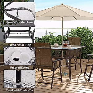 soges 41in Outdoor Patio Bistro Coffee Tea Table, Square Tempered Glass Steel Frame Dining Table with Umbrella Hole,All Weather Outside Desk for Garden Lawn Balcony Backyard, Black 30LHYW-OT03BK105