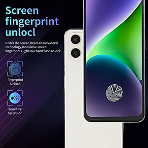 VINGVO Mobile Phone, 100V to 240V 6.7 Inch HD Screen Smartphone RAM 4GB ROM 128GB Dual Card Dual Standby for Phone Calls (White)