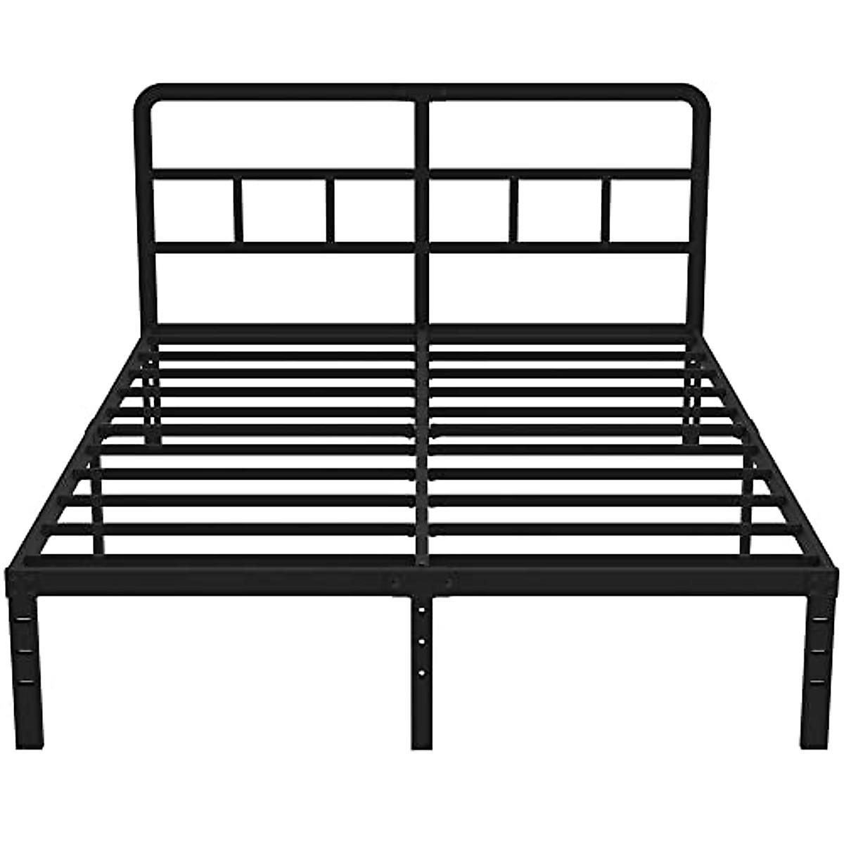DiaOutro 14 Inch Full Size Bed Frame with Headboard No Box Spring Needed, Heavy Duty Metal Queen Size Platform with Steel Slat, Mattress Foundation, Easy Assembly, Noise Free, Black
