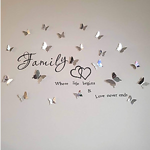 24pcs DIY Mirror 3D Butterfly Removable Mural Stickers Wall Stickers Decal for Home and Room Decoration