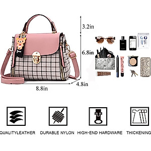 ZiMing Small Crossbody Bags for Women Flap Satchel Purse Faux Leather Plaid Shoulder Bag Top Handle Handbag Sweet Ladies Mini Totes-Green