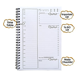Cheneyboo Daily Planner Undated, To Do List Notebook with Hourly Schedule Goal Planner, Set Clearly Goals Increase Productivity, 120 Pages ,5.7"x 8.4", Black