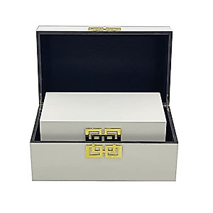 Galt International Storage Boxes - Large & Small Decorative Storage Box w/ Hinged Lid - Classic Design Wood Decor Boxes with Geometric Opening Clasp - Home & Office Storage - Set of 2 (White + Gold)