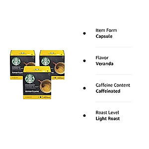 Nescafe Dolce Gusto Starbucks Americano Veranda Blend x 3 Boxes (36 Capsules) 36 Drinks