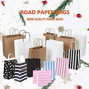 Ronvir 50Pcs Black Gift Bags, 10x5x13 Inches Paper Bags With Handles, Large Shopping Bags, Recycled Black Kraft Bags For Business, Retail, Christmas, Welcome, Wedding, Party, Holiday