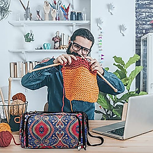 MZCXMAO Knitting Bag Crochet Storage Organizer Large Crochet Bag Yarn Bags for Crocheting Classical Yarn Holder Bag (Orange Cashew Blossom)