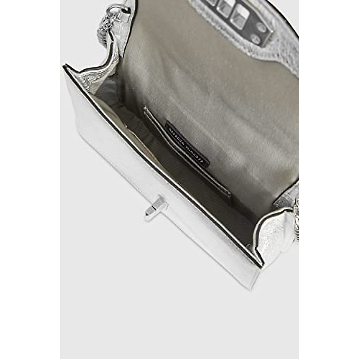 Rebecca Minkoff Chevron Quilted Small Love Crossbody, Silver/Gold