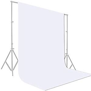 GFCC 8FTX10FT White Backdrop Background for Photography Photo Booth Backdrop for Photoshoot Background Screen Video Recording Parties Curtain