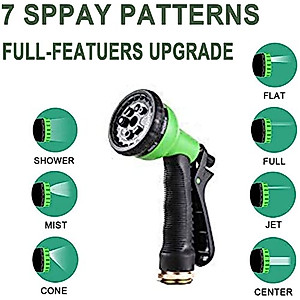 TOP DOG Rubber Garden Hose 30FT, No Kink Garden Water Hose With 7 Function Nozzle and Solid Brass Fittings Extra Strength Durable Gardening Flexible Hose for Garden/House/Car/Yard Washing