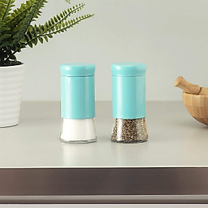 Home Basics Essence Collection Salt and Pepper Shaker Set, Turquoise Blue