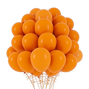 RUBFAC Orange Balloons, 110pcs 12 Inch Orange Balloons and Ribbon, Thick Latex Balloons for Birthday Wedding Baby Shower Graduation Anniversary Party Thanksgiving Decorations