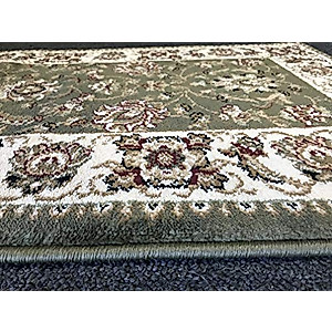 Traditional Oval Doorway Mat Persian 330,000 Point Area Rug Green Burgundy Beige Design 601 (2 Feet X 3 Feet)