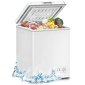 LifePlus Chest Freezer, Compact Deep Freezer 7 Adjustable Temperature with Removable Basket, Top Open Door Freezer Upright for Apartment Home (3.5 cu.ft.)