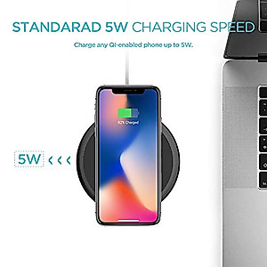 Wireless Charger, KEYMOX 5W charger compatible with all QI-Enable Devices Including iPhone 12/12 Mini/12 Pro Max /11 Pro,AirPods, Galaxy S20,S10, Note 10 (No AC Charger)