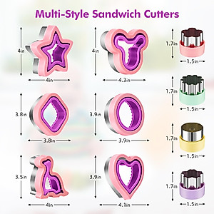 NPET Sandwich Cutter and Sealer 10 Pcs, Decruster Sandwich Maker for Uncrustables Peanut Butter and Jelly Sandwich Cutter for Kids Lunch DIY Uncrustable Maker Cookie Cutter Set Boy Girl