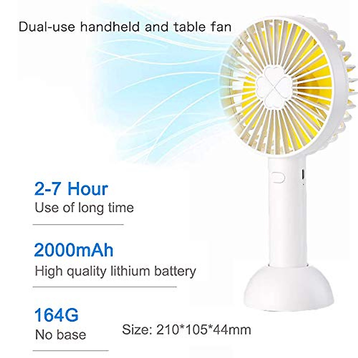 Rilitor Mini Handheld Fan Portable Hand held Fan with USB Rechargeable Battery 3 Speed Personal Desk Table Fan with Base Foldable Electric Fan for Kids Girls Woman Home Office Outdoor Travel