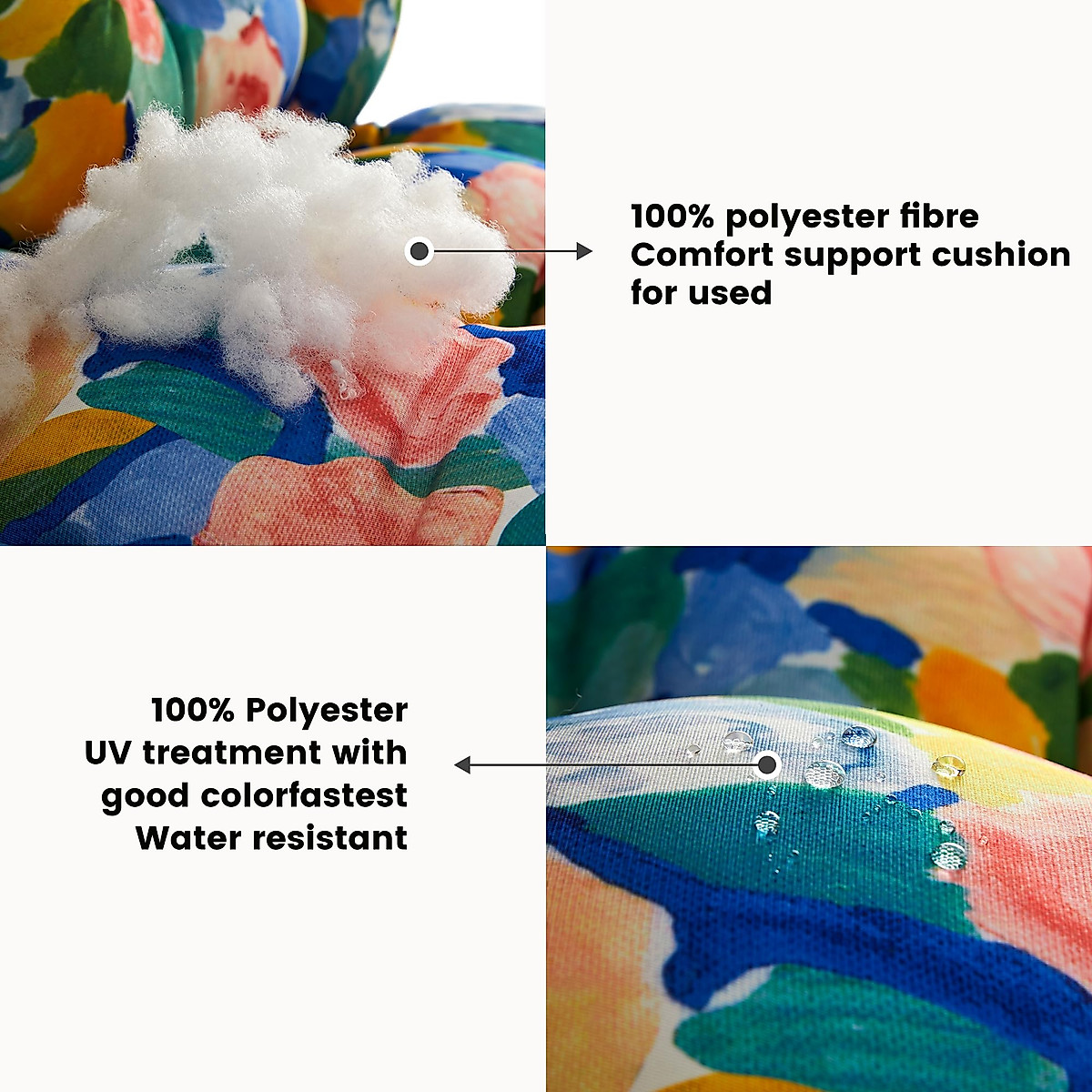 ARTPLAN Outdoor Cushions for Settee,Wicker Loveseat Cushions with Tie,Tufted Patio Cushions 2 U-Shaped Set of 5 Piece,L44xW19,Summer Floral